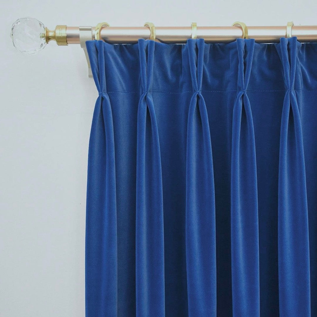Elite Blue American Pleat Velvet Curtain – Harsh Foundation India